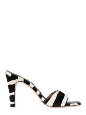 FERRAGAMO Heeled Pony Skin Slides - Black