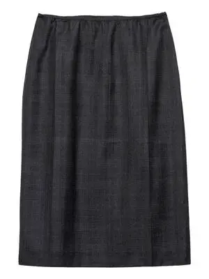 Prada Checked Wool Midi-skirt - Grey