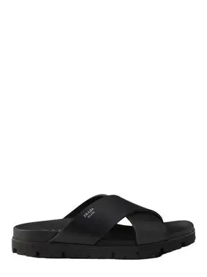Prada Crisscross Rubber Slides - Black