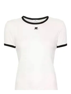 COURREGES Ribbed T-shirt - White
