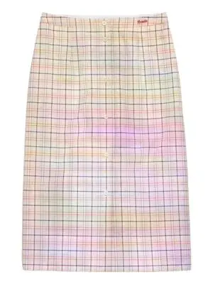 Prada Checked Cotton Poplin Pencil Skirt - Neutrals