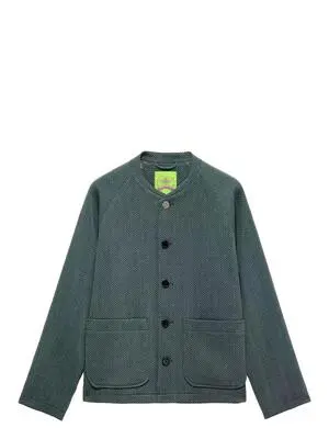 Shanghai Tang Herringbone Button Jacket - Green