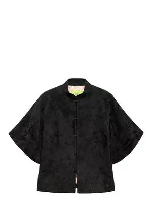 Shanghai Tang Jacquard Short Sleeve Jacket - Black