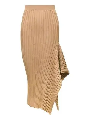 Stella McCartney Ribbed Asymmetric Midi Skirt - Neutrals