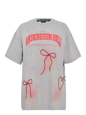 Andersson Bell Ribbon-embroidery Spray T-shirt - Grey