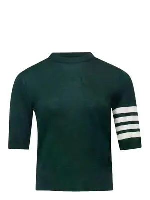 Thom Browne Striped Sleeve Tee Top - Green