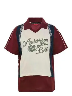 Andersson Bell Lace-trim Polo-collar T-shirt - Red