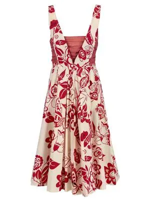 Moschino Midi Flowered Dress - Neutrals