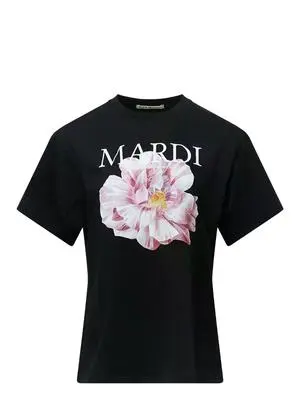 MARDI MERCREDI LES PETITES Roses Print T-shirt - Black
