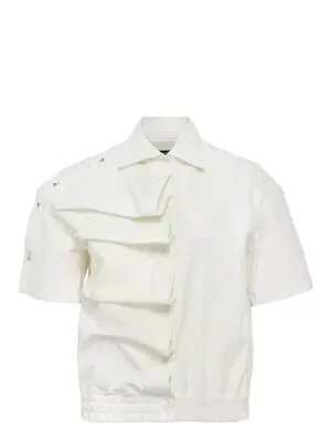 BONBOM Asymmetric Shirring Shirt - White