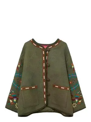 TAIEUR Embroidered Birds Jacket - Green