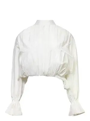YCH Bralette Pleated Blouse - White