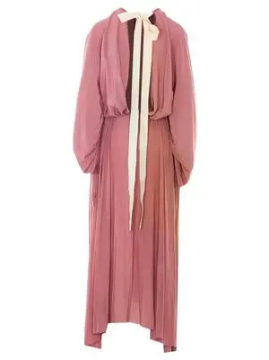 LANVIN Tie-detail Pleated Maxi Dress - Pink