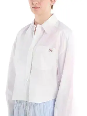 Calvin Klein Cropped Poplin Shirt - White