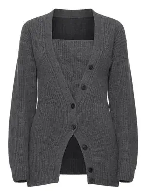 Alexander Wang Button Square-neck Cardigan - Grey