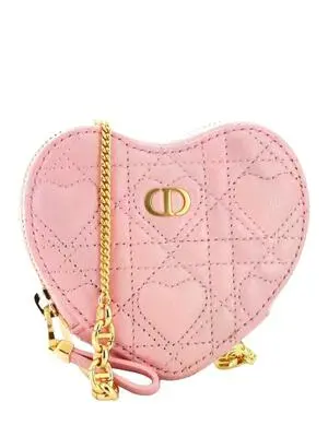 Dior Dioramour Caro Heart Pouch With Chain - Pink