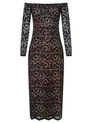 L'Agence Lindsay Sequined Lace Dress - Black
