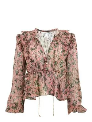 Veronica Beard Floral-print Ruffled Blouse - Pink