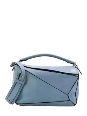 Loewe Puzzle Bag Leather Medium Shoulder Bag - Blue