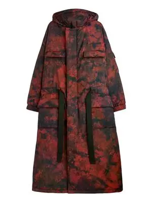 Y3 Aop Hooded Coat - Red