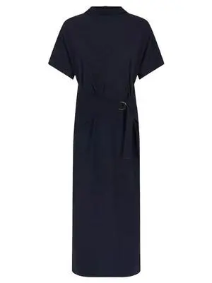 Brunello Cucinelli Short-sleeve Belted Midi Dress - Blue