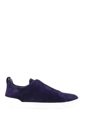 Zegna Triple Stitch Low-top Suede Sneakers - Purple