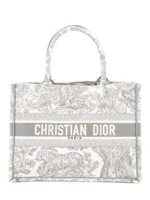 Dior Book Embroidered Medium Tote - Grey