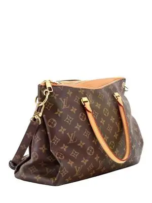LOUIS VUITTON Pallas Tote Monogram Canvas With Leather Shoulder Bag - Brown