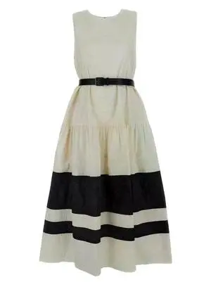 Mantū Striped A-line Dress - Neutrals