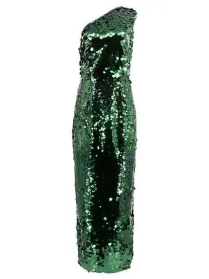 BRONX AND BRONCO Farah Sequin One-shoulder Gown - Green