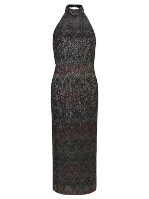 Missoni Chevron-pattern Halterneck Maxi Dress - Black