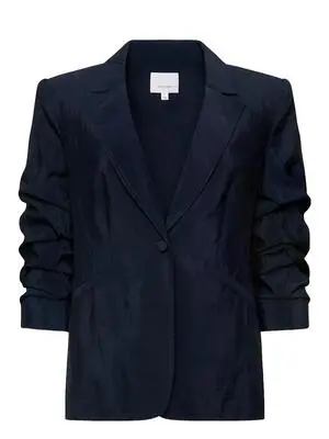 Cinq À Sept Ruched Woven Blazer - Blue