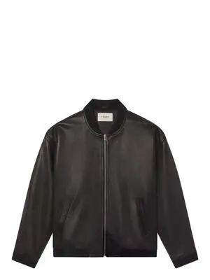 FRAME Leather Bomber Jacket - Brown