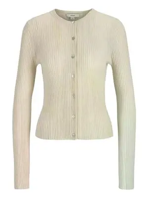 Vince Ribbed Buttoned Cardigan - Neutrals
