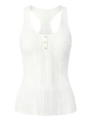 Elisabetta Franchi Ribbed Snap-button Top - White