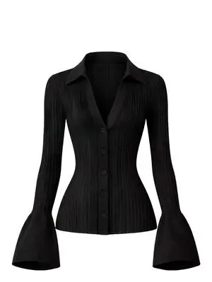 Alexis Olena Bell-sleeve Cardigan - Black