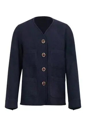 FORTELA Buttoned Patch-pocket Jacket - Blue