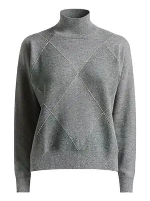 PESERICO Argyle-Pattern Roll-Neck Sweater