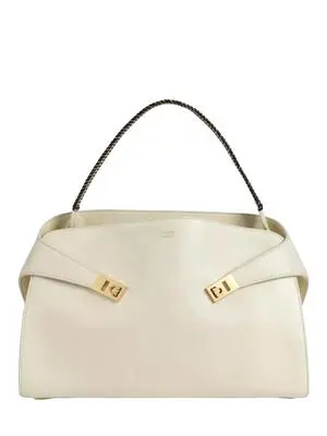 FERRAGAMO Hug Soft Bicolor Shoulder Bag - White