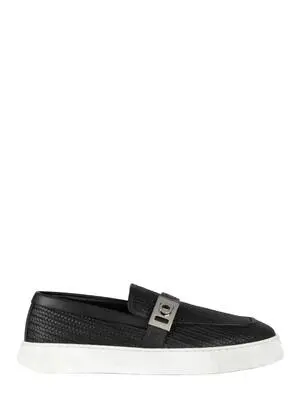 FERRAGAMO Braided Sneaker Loafers With Buckle - Black