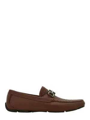 FERRAGAMO Penny Driver Loafers With Gancini Buckle - Brown