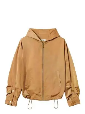 TWINSET Pleated Detail Taffeta Jacket With Hood - Neutrals