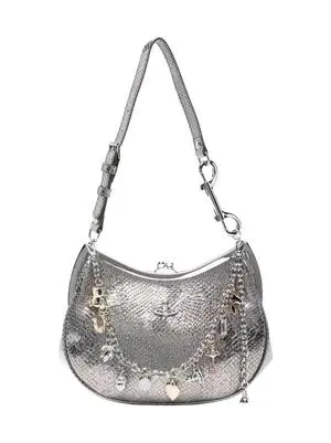 VIVIENNE WESTWOOD Python-embossed Leather Shoulder Bag - Silver
