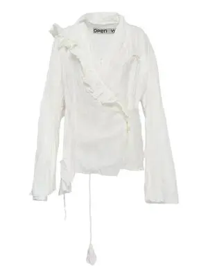 OPEN YY Unbalanced Ruffled Blouse - White