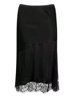 Gold Hawk Lace-godet Satin Skirt - Black