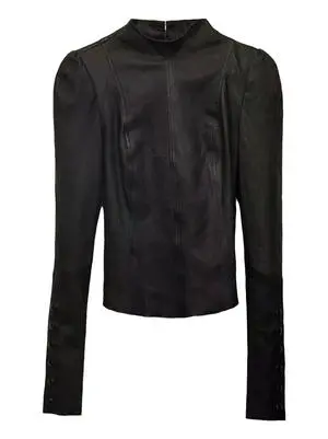 AME.M Mock-neck Top With Buttoned Sleeves - Black