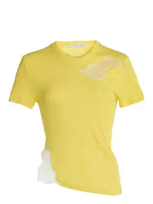 Christopher Esber Delphin Lace-detail Crew-neck T-shirt - Yellow
