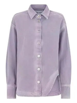 Attico Button Cotton Shirt - Purple