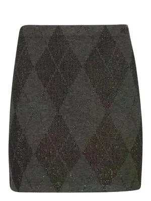 Alexander Wang Crystal Hotfix Argyle Tennis Mini Skirt - Brown