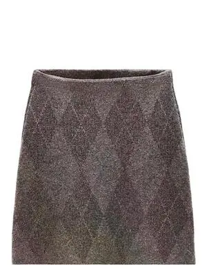 Alexander Wang Crystal Hotfix Argyle Tennis Skirt - Brown